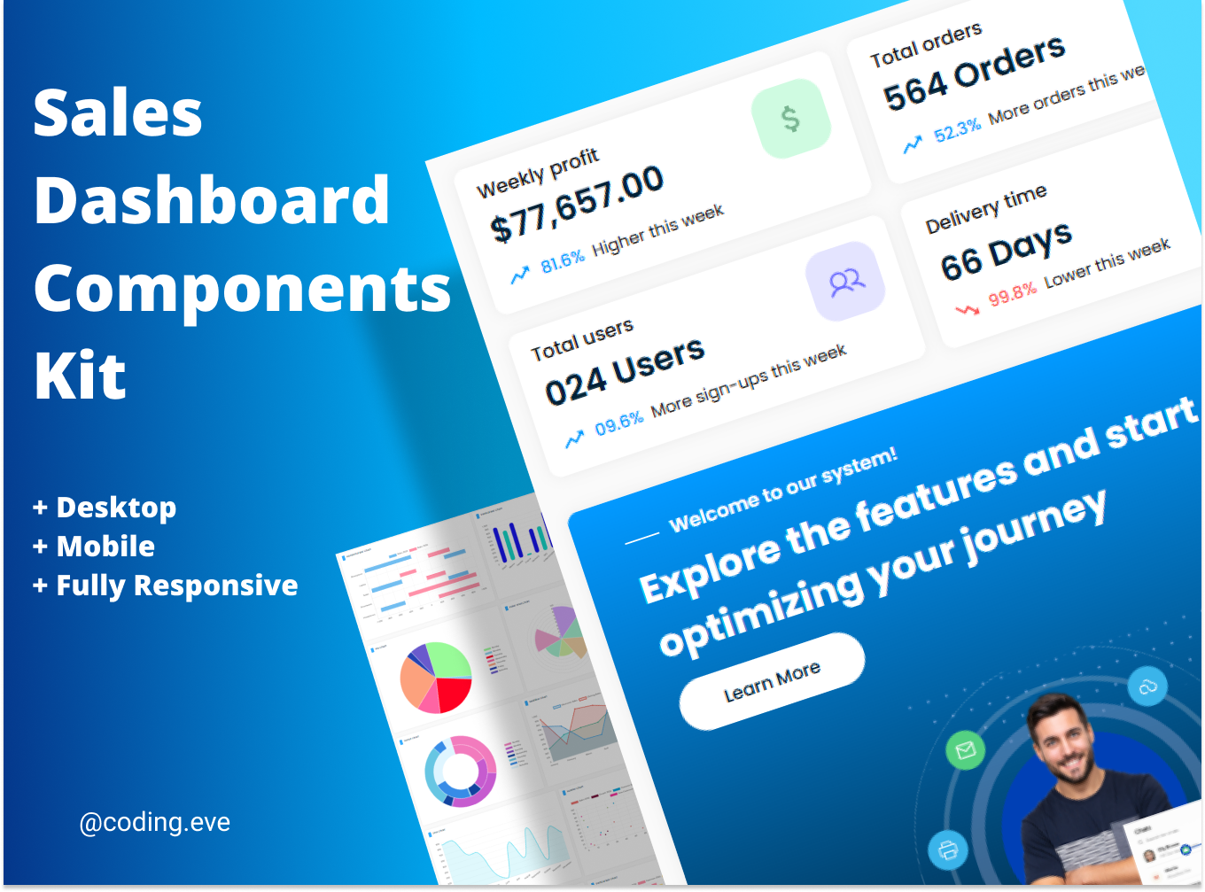 Sales Dashboard Components Kit Template | Bubble